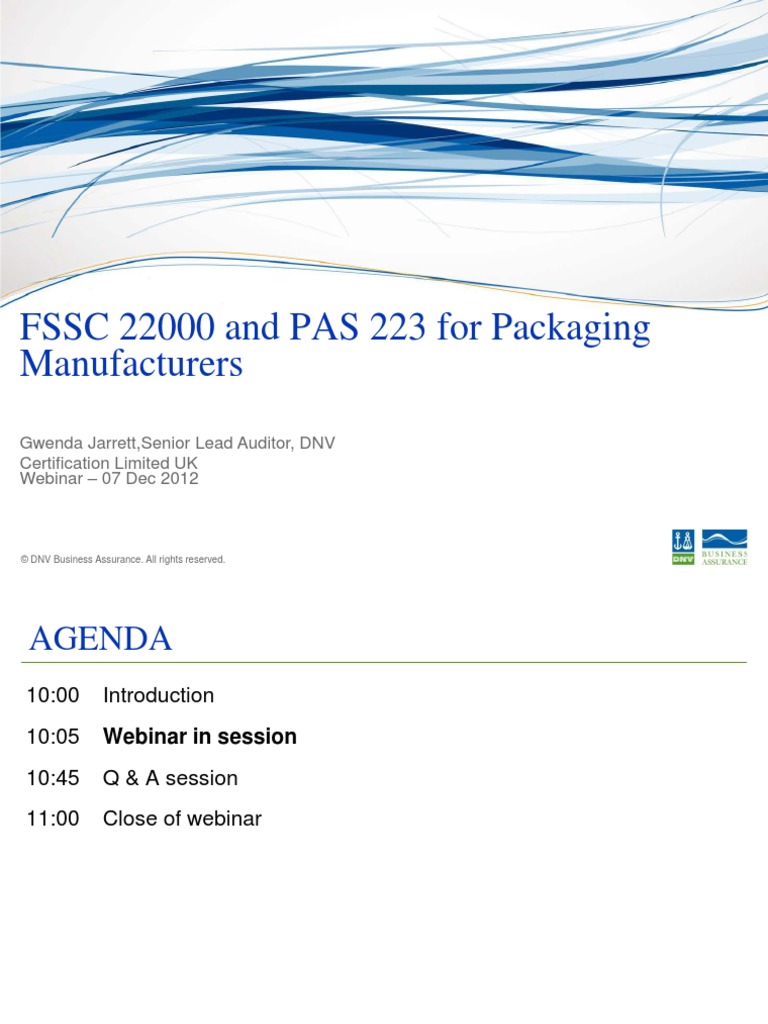 FSSC 22000 and PAS 223 For Packaging Manufacturers | PDF