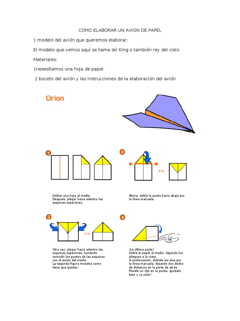 Instructivo para hacer un avión de papel | PDF | Avión | Papel