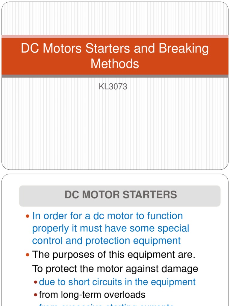 DC Motors Starters and Breaking Methods | PDF | Electric Generator ...