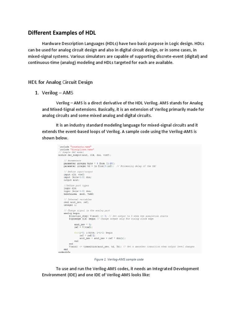 Different Examples of HDL | Hardware Description Language | Vhdl