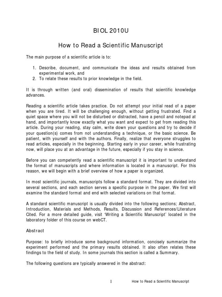 How To Read A Scientific Paper | PDF | Science | Reading Comprehension