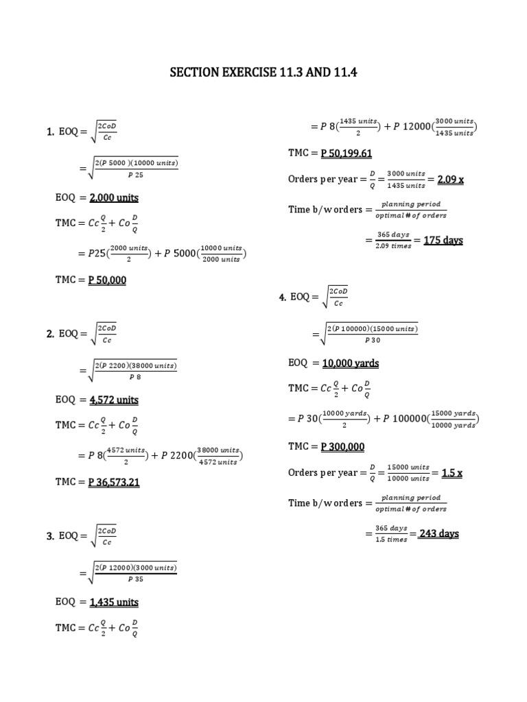 EOQ Calculations and TMC Analysis | PDF | Teaching Methods & Materials