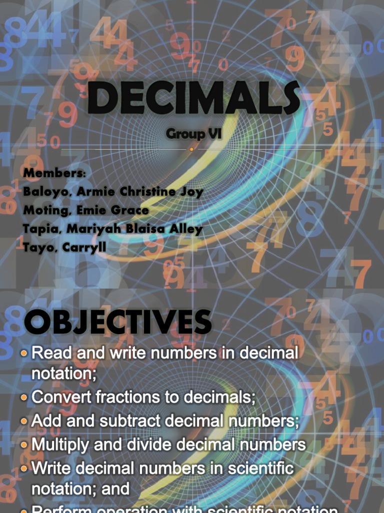 Decimals Presentation | PDF | Decimal | Fraction (Mathematics)