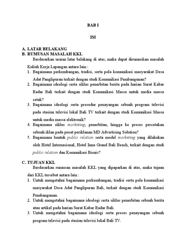 Laporan KKL Bali | PDF