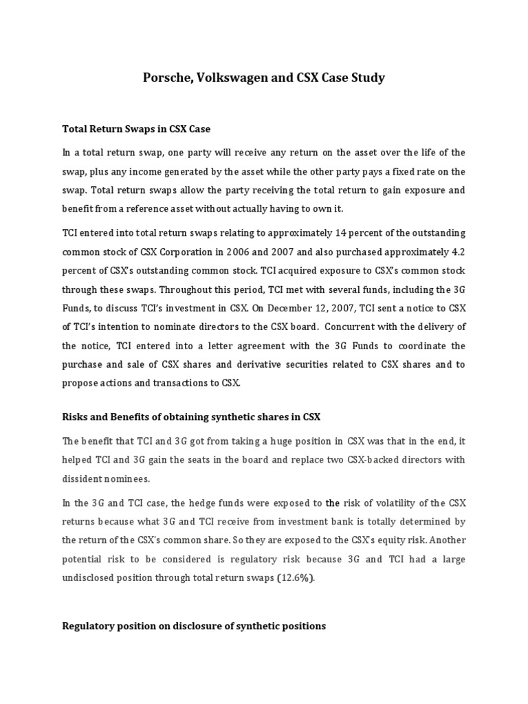 Porsche-Volkswagen Merger Analysis | PDF | Option (Finance) | Stocks