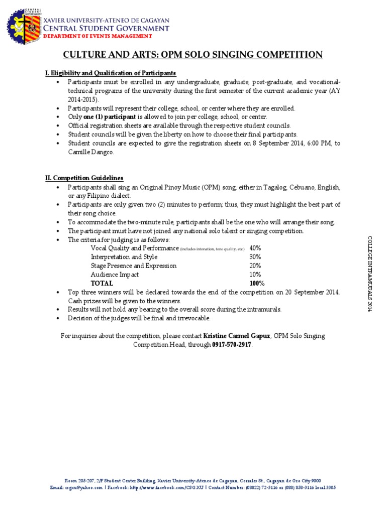 2014 XU Intramurals Guidelines On OPM | PDF | Students | Academia