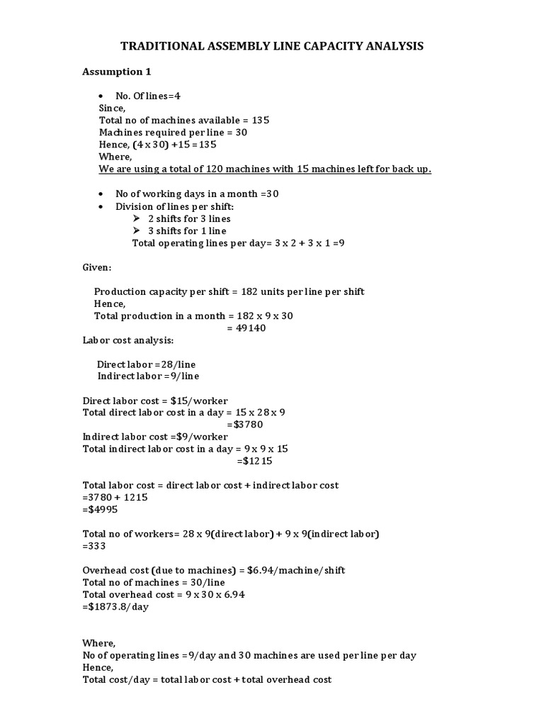 Traditional Assembly Line Capacity Analysis: Assumption 1 | PDF ...