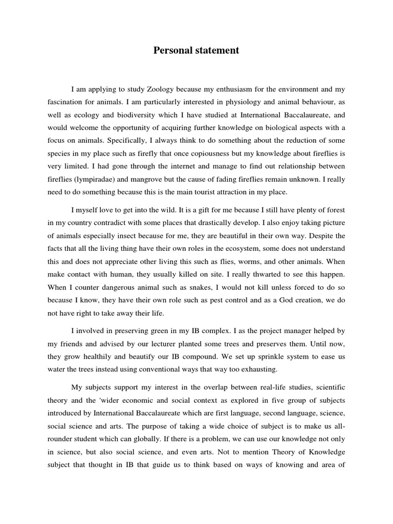 personal statement (zoology) | Biodiversity | Zoology