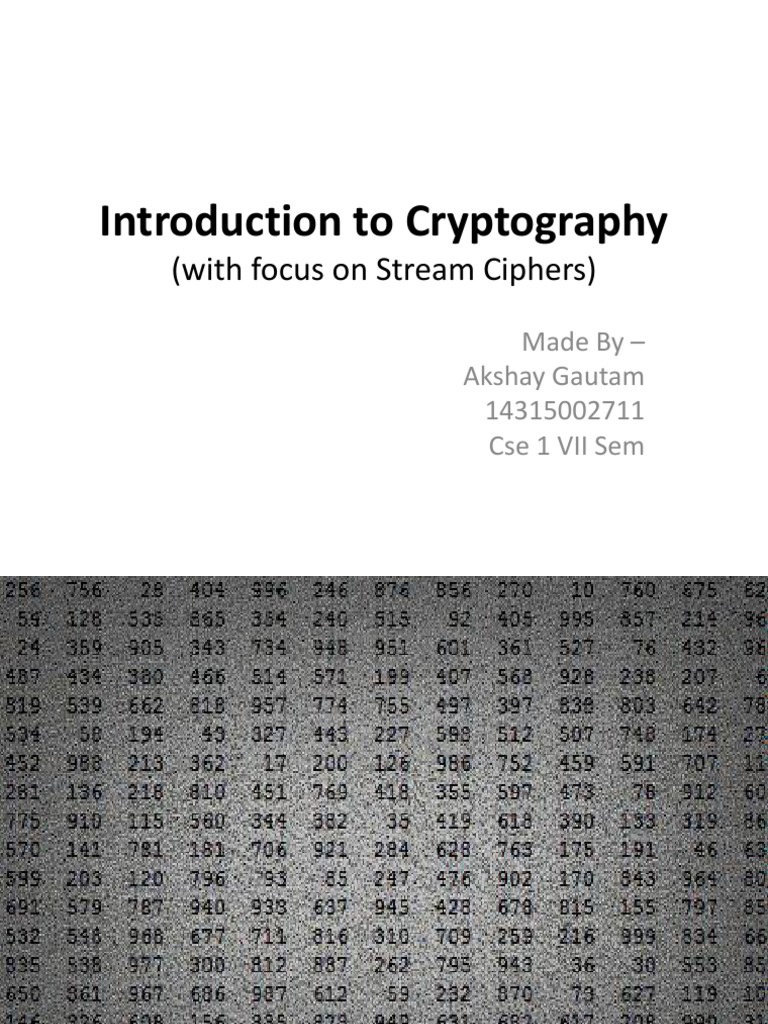 An Introduction to Cryptography with a Focus on Stream Ciphers and Pseudorandom Generators | PDF ...