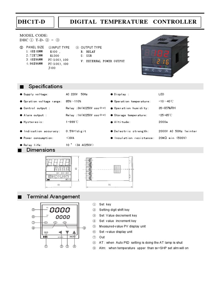 Controlador de Temp. DHC1T-DR | PDF | Control Theory | Parameter (Computer Programming)