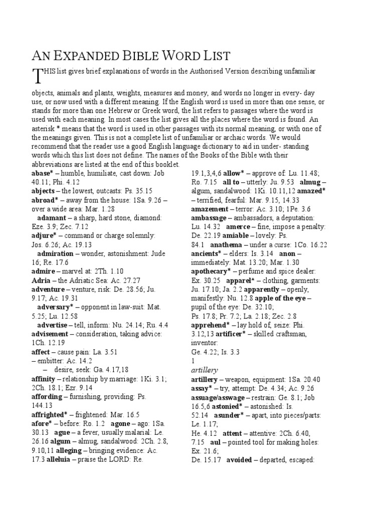 An Expanded Bible Word List | PDF | Pound (Mass) | Nature