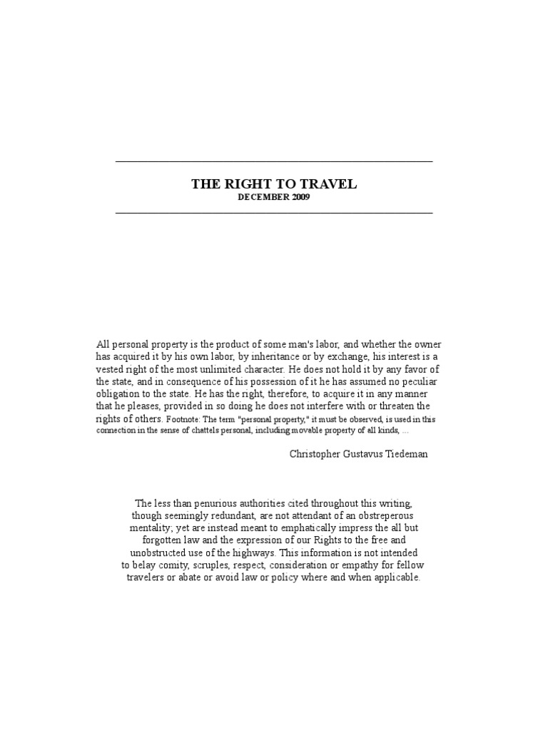 The Right To Travel | PDF