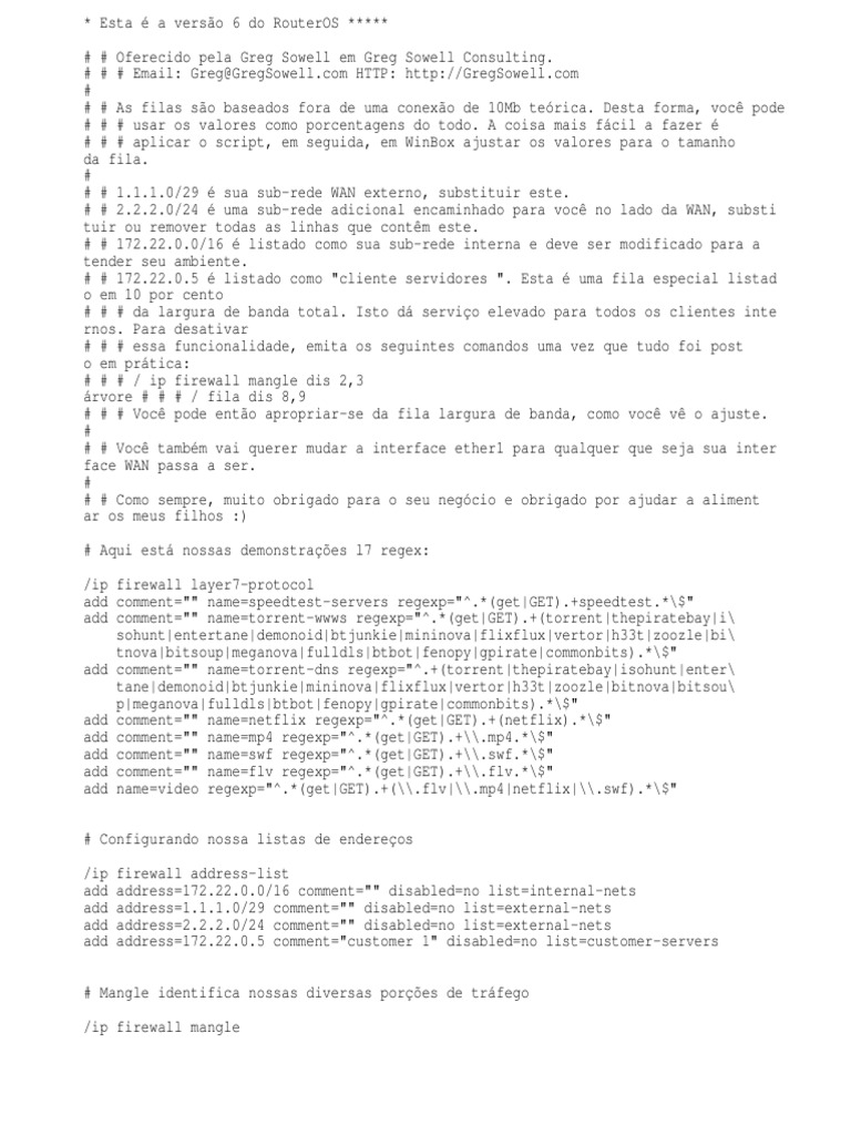 QoS No Mikrotik Esta É A Versão 6 Do RouterOS | PDF | Session Initiation Protocol | Computer ...