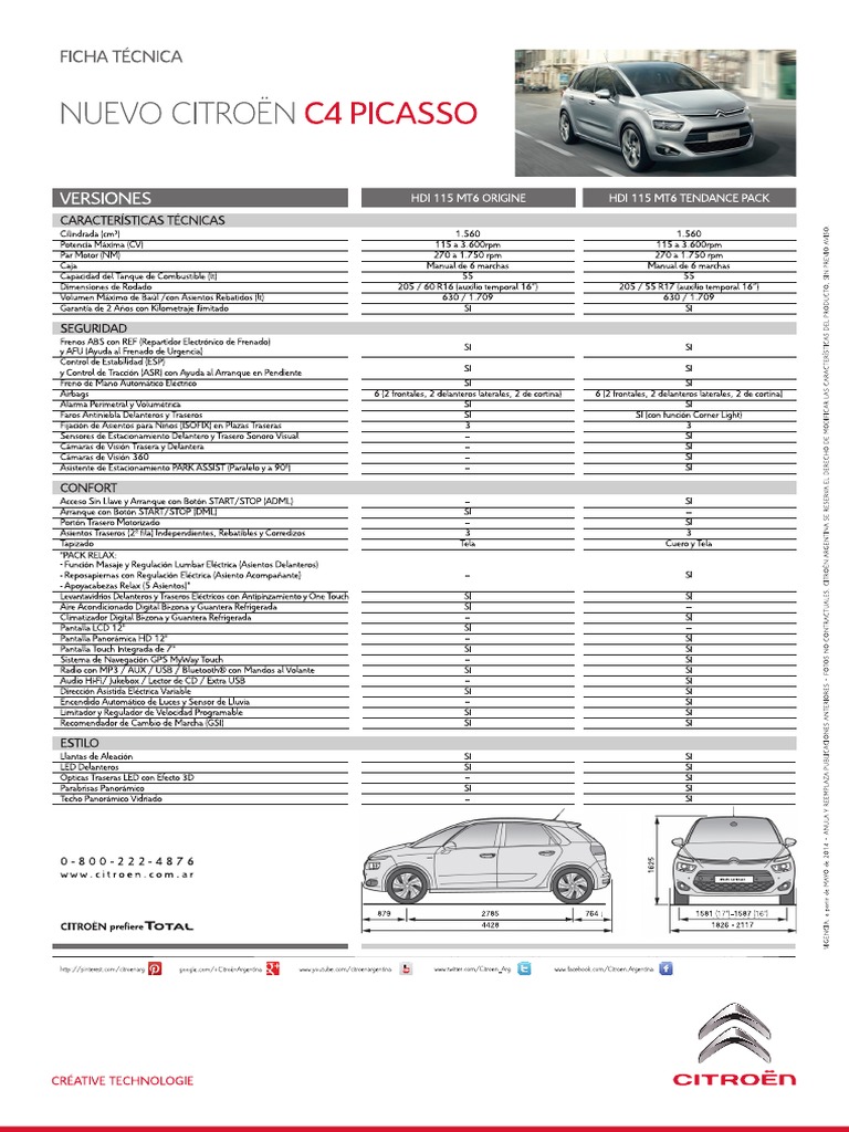 Fiche Technique C4 Picasso