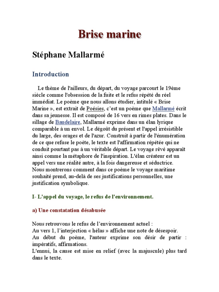 Brise marine: Stéphane Mallarmé | Poésie | Linguistique