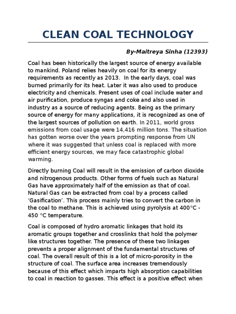 Clean Coal Technology | PDF | Coal | Energy Development