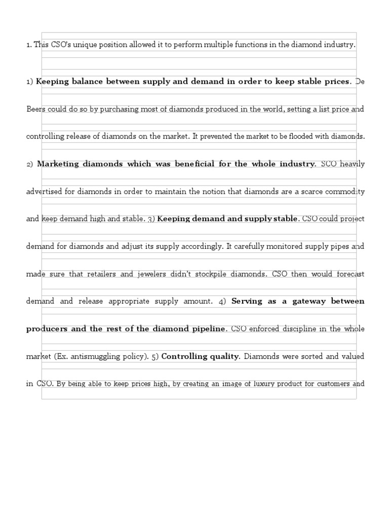 De Beers Case Write Up | PDF | Diamond | Prices