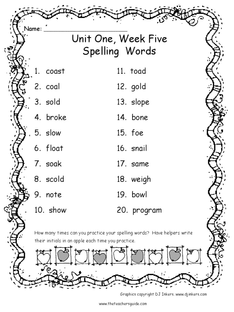 Spellingwordsunit 1 Lesson 5 | PDF