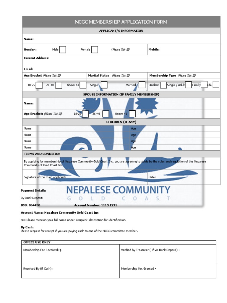 NCGC Membership Application Form | PDF | Law