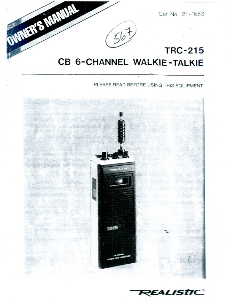 Realistic TRC 215 CB Handheld | PDF | Microphone | Field Effect Transistor