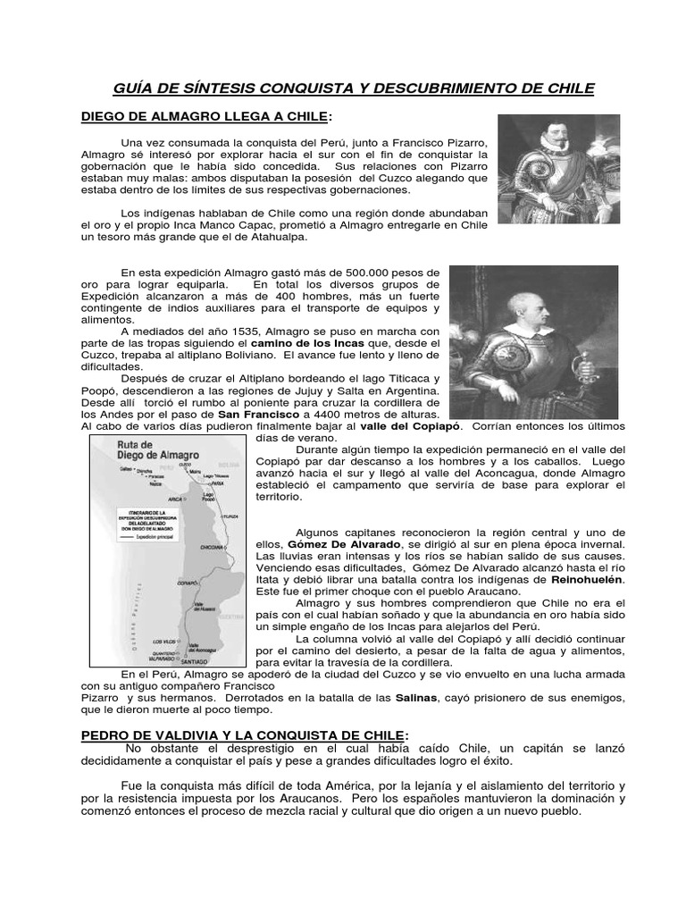 Guia de Sintesis Conquista y Descubrimiento de Chile - Basico 10 ... Guia de Sintesis Conquista y Descubrimiento de Chile - Basico 10 ...