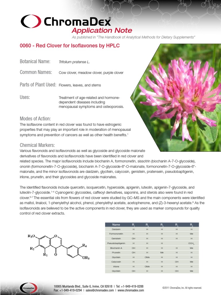 Application Note: 0060 - Red Clover For Isoflavones by HPLC | PDF ...