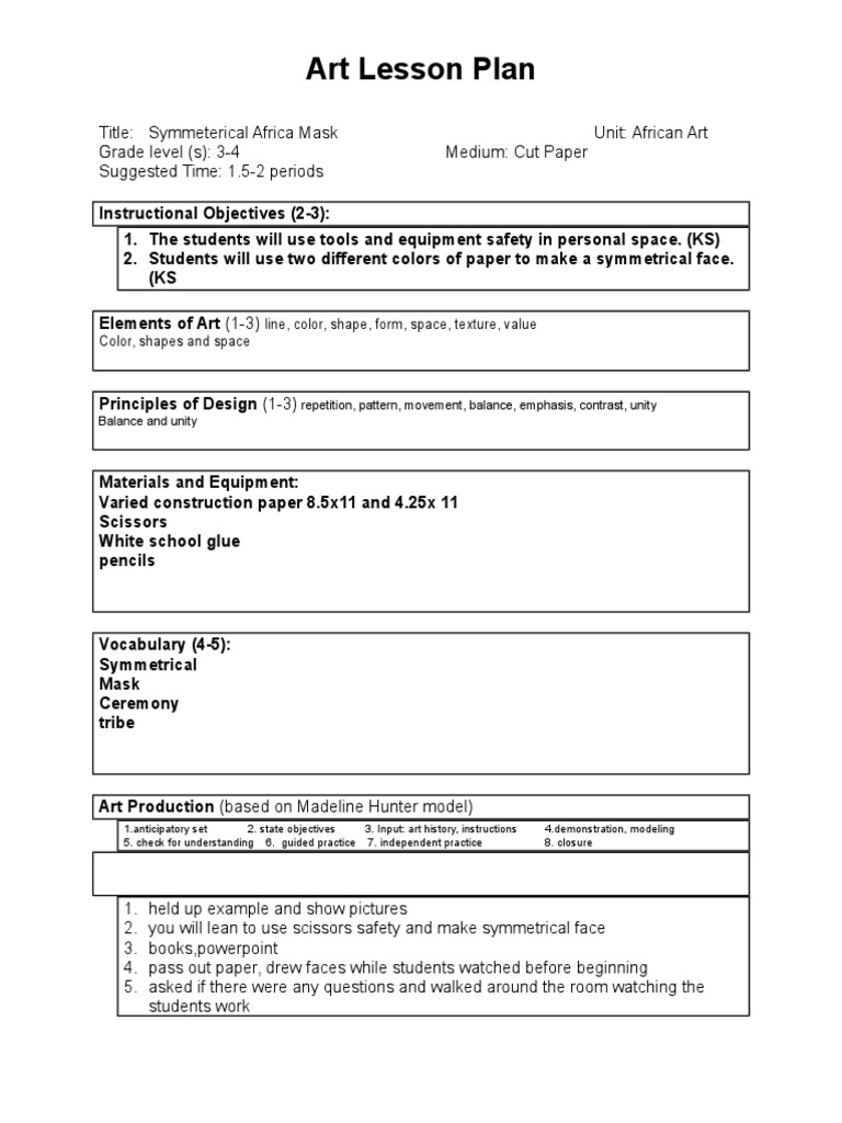 Art Lesson Plan | PDF