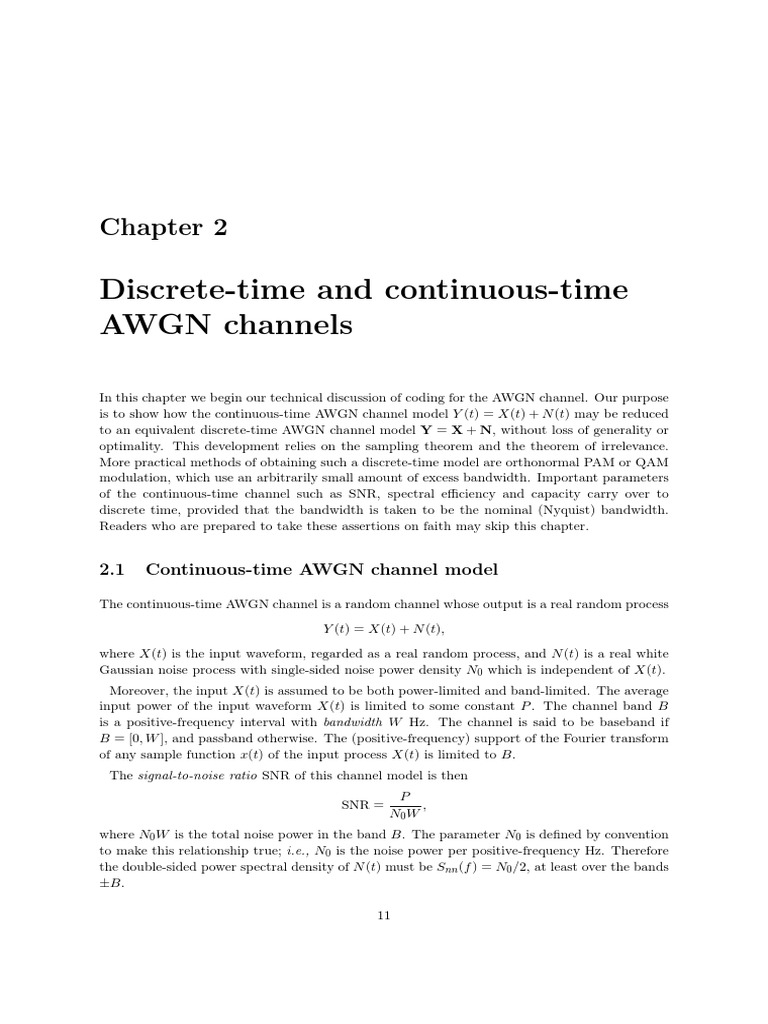 Chap - 2 - Discrete-Time and Continuous-Time AWGN Channels PDF | PDF ...