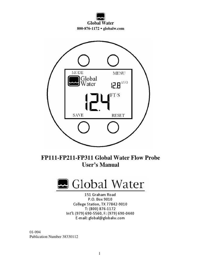 FP111-FP211-FP311 Global Water Flow Probe User's Manual | PDF | Menu ...