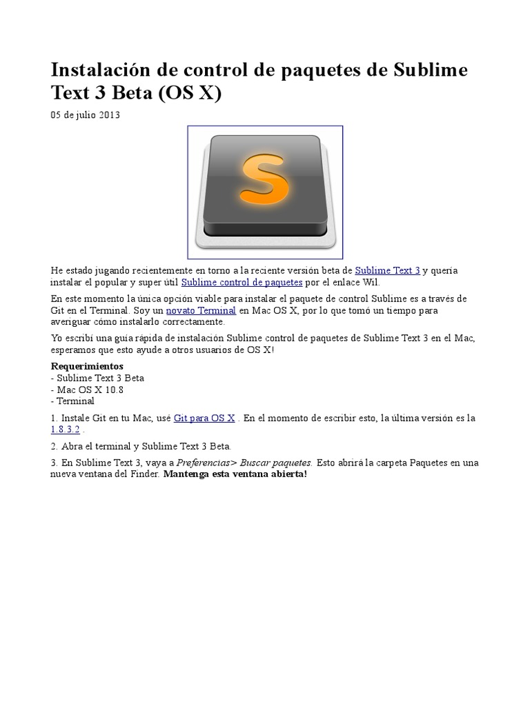 Instalando Packages en Sublime Text3 | PDF