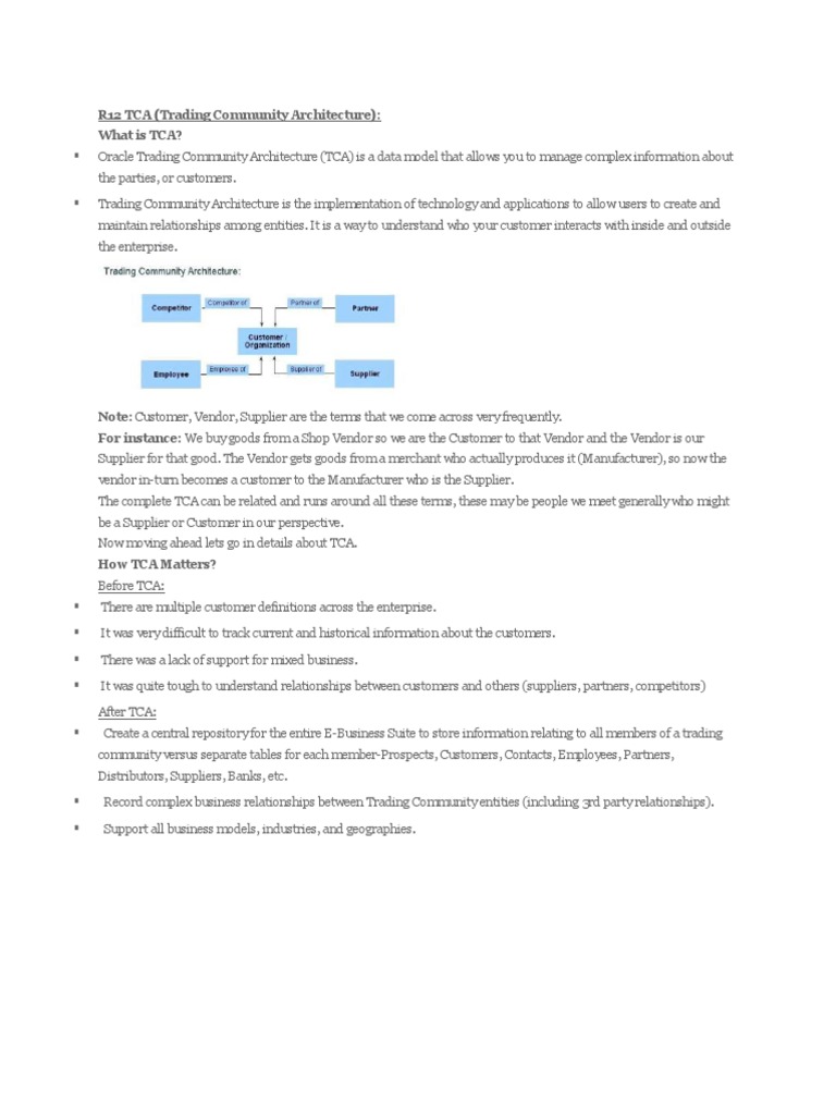 Oracle Tca Explained For Managing Customer Data Pdf Data Model Computing