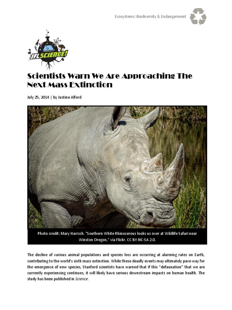 Directed Study - Day 11 - Ifl Science Mass Extinction Article | PDF ...