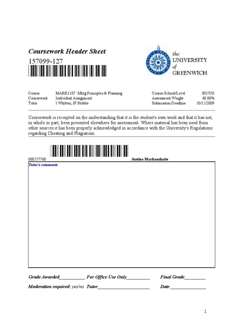 Coursework Header Sheet 157099-127 | PDF | Honda | Hybrid Electric Vehicle