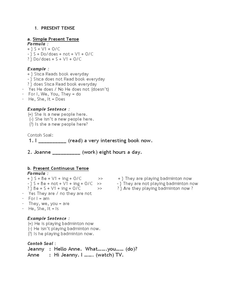 English Grammar Formula | PDF | Grammatical Tense | Verb