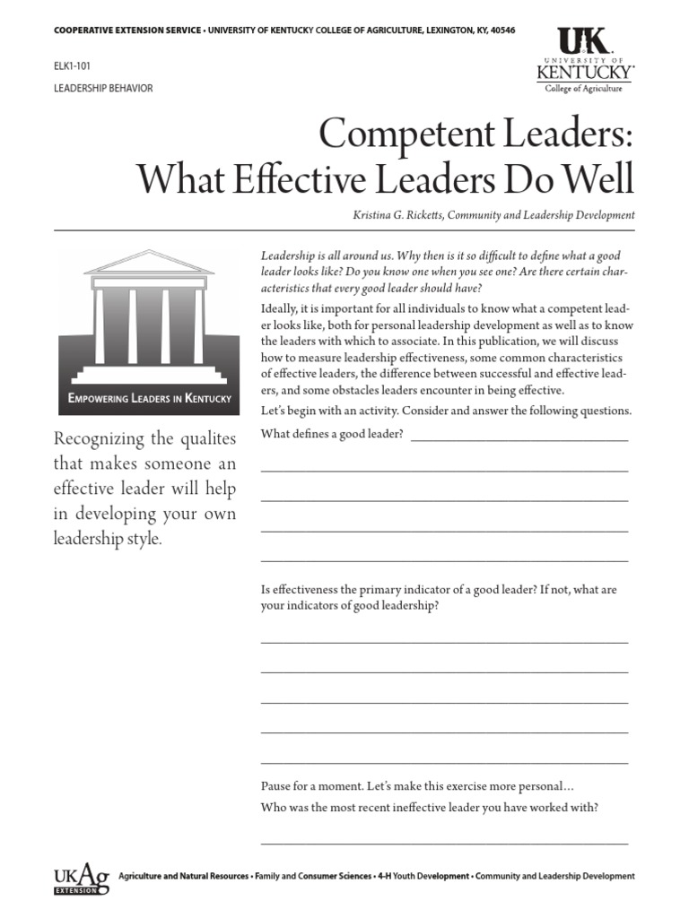 Competent Leaders: What Effective Leaders Do Well | PDF | Competence ...