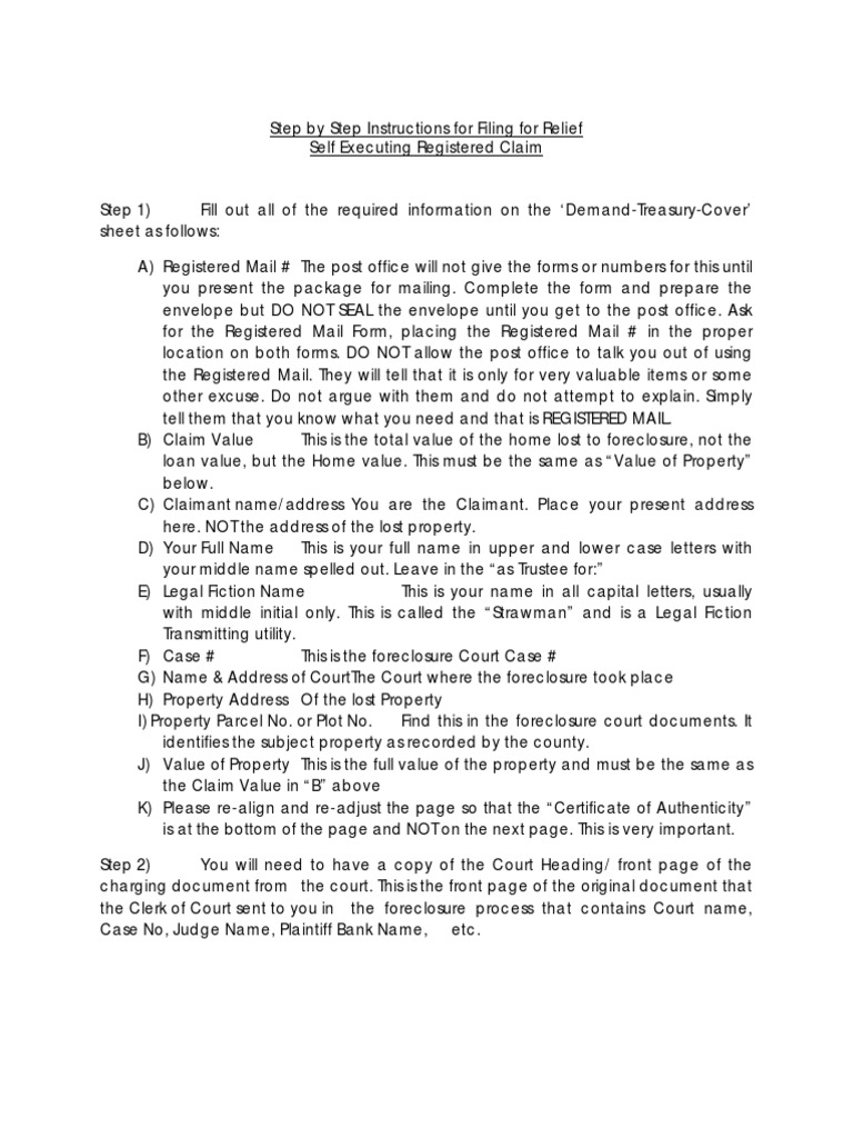 Filing Relief Claim Instructions | PDF | Registered Mail | Mail