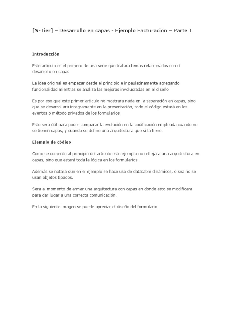 Desarrollo en Capas: Ejemplo de Facturación | PDF | Servidor SQL de ...