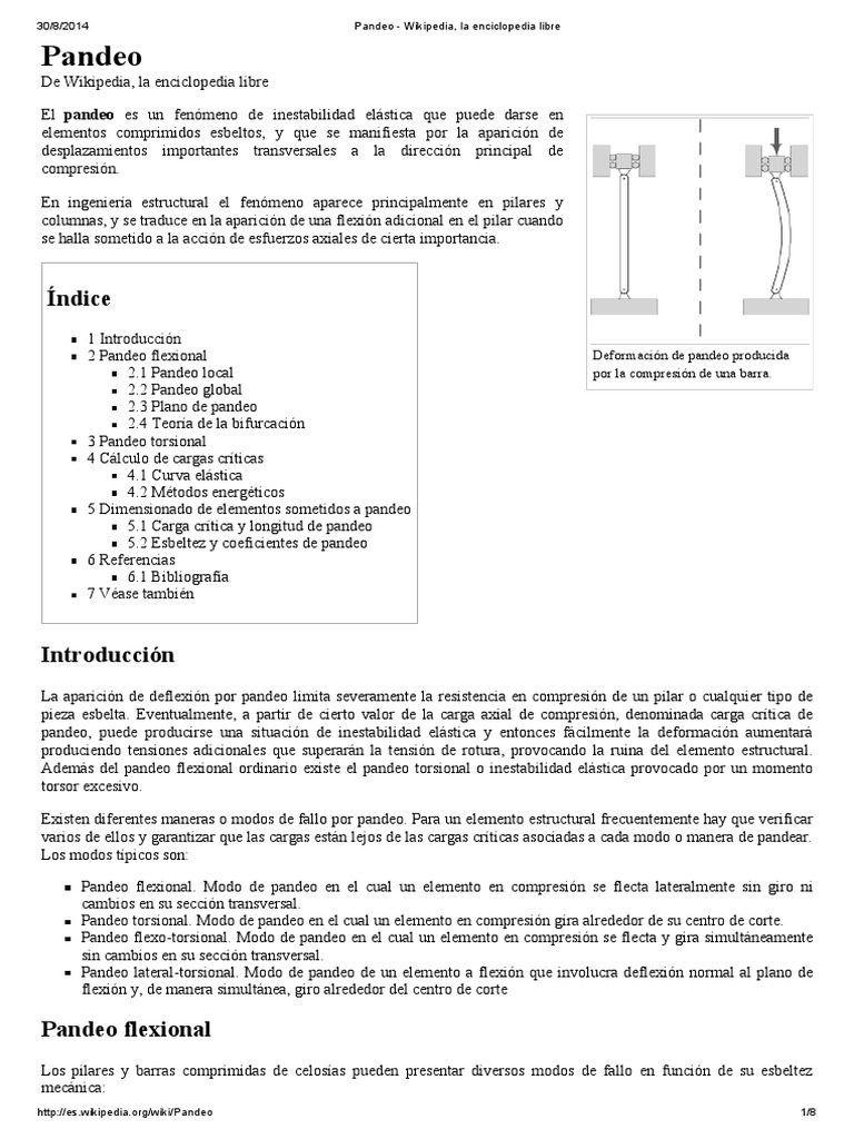 Pandeo - Wikipedia, La Enciclopedia Libre | PDF | Pandeo | Mecánica de ...