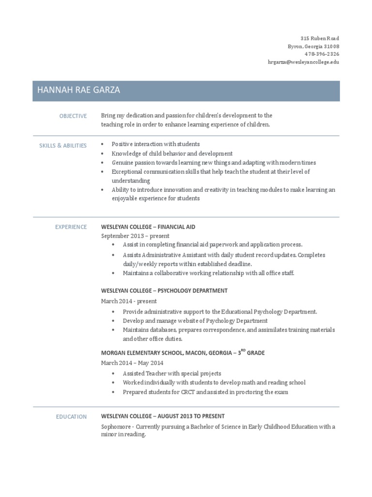 Hannah Garza Resume | PDF | Self-Improvement