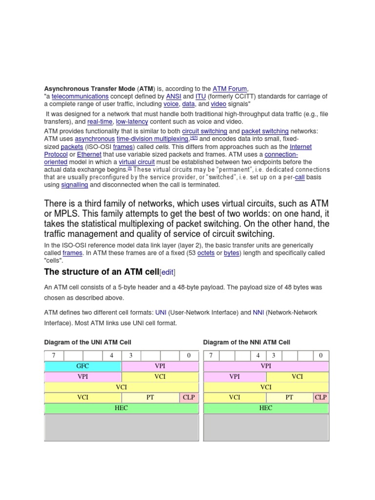 The Structure of An ATM Cell: Asynchronous Transfer Mode (ATM) Is ...
