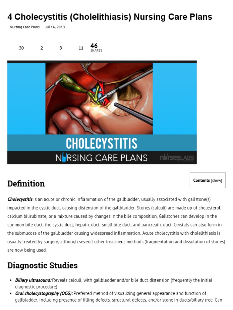 4 Cholecystitis (Cholelithiasis) Nursing Care Plans - Nurseslabs | PDF ...
