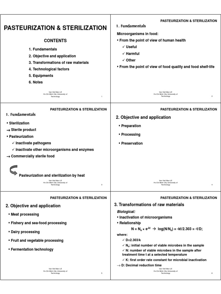 Pasteurization and Sterilization | PDF | Sterilization (Microbiology ...
