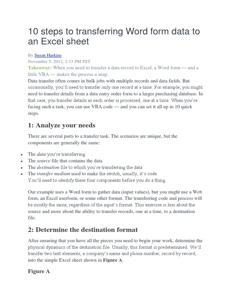10 steps to transferring Word form data to an Excel sheet.docx ...
