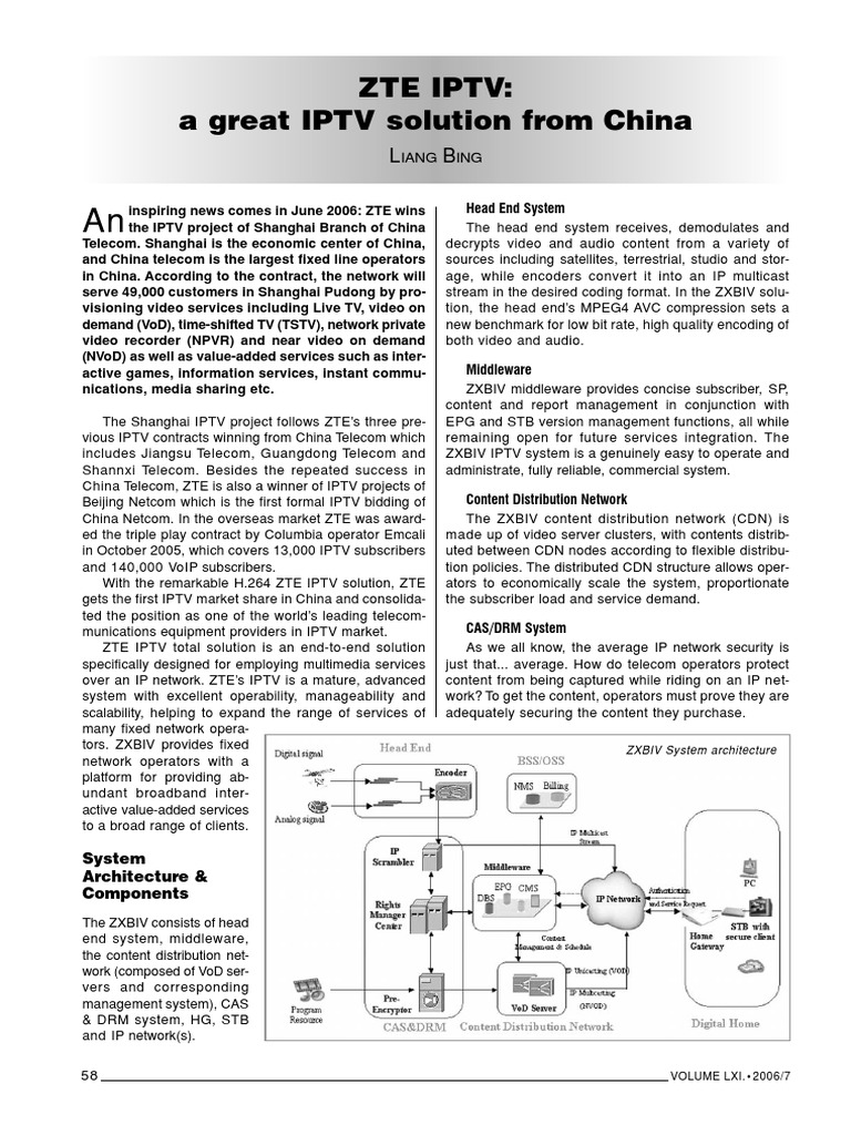 ZTE's IPTV Solution for China Telecom | PDF | Iptv | Video On Demand