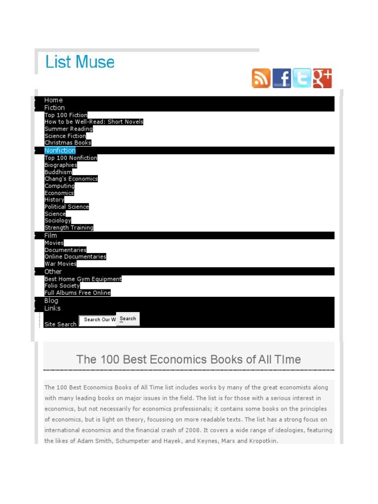 The 100 Best Economics Books of All Time - Listmuse | PDF | John ...
