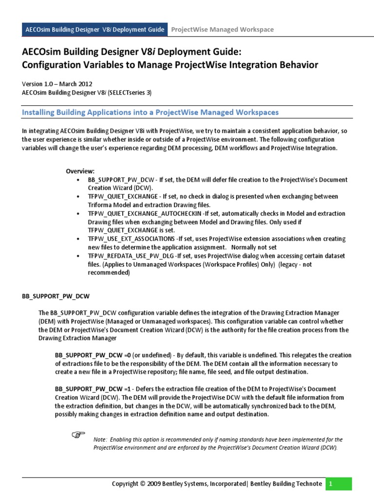 AECOsim Building Designer ProjectWise Configuration Variables | PDF ...