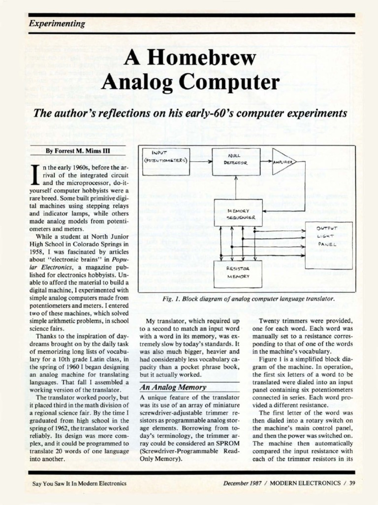 A Homebrew Analog Computer Article | PDF | Foreign Language Studies