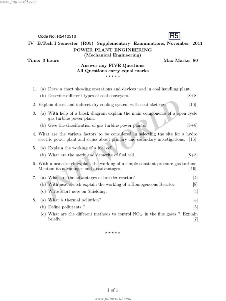 Power Plant Engineering Exam Guide | PDF | Teaching Methods & Materials ...