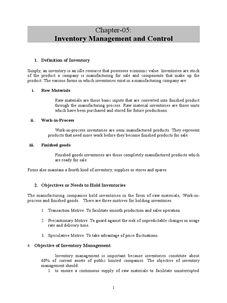 Inventory Management and Control: Chapter-05 | PDF | Inventory ...