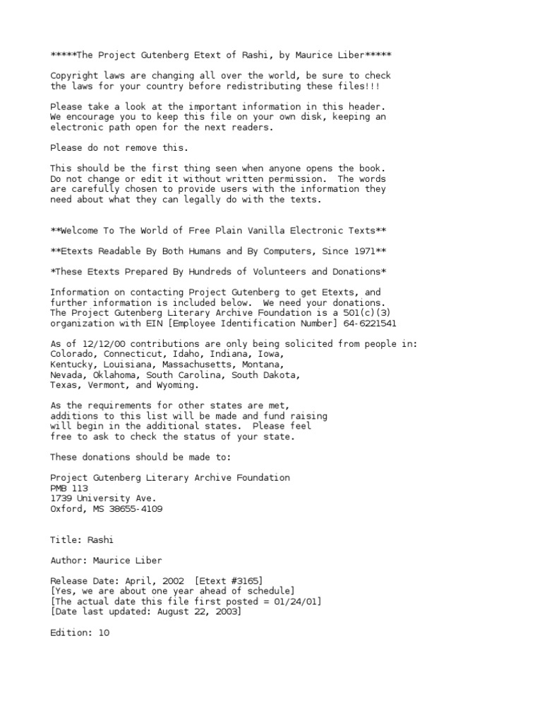 Rashi by Liber, Maurice | PDF | Project Gutenberg